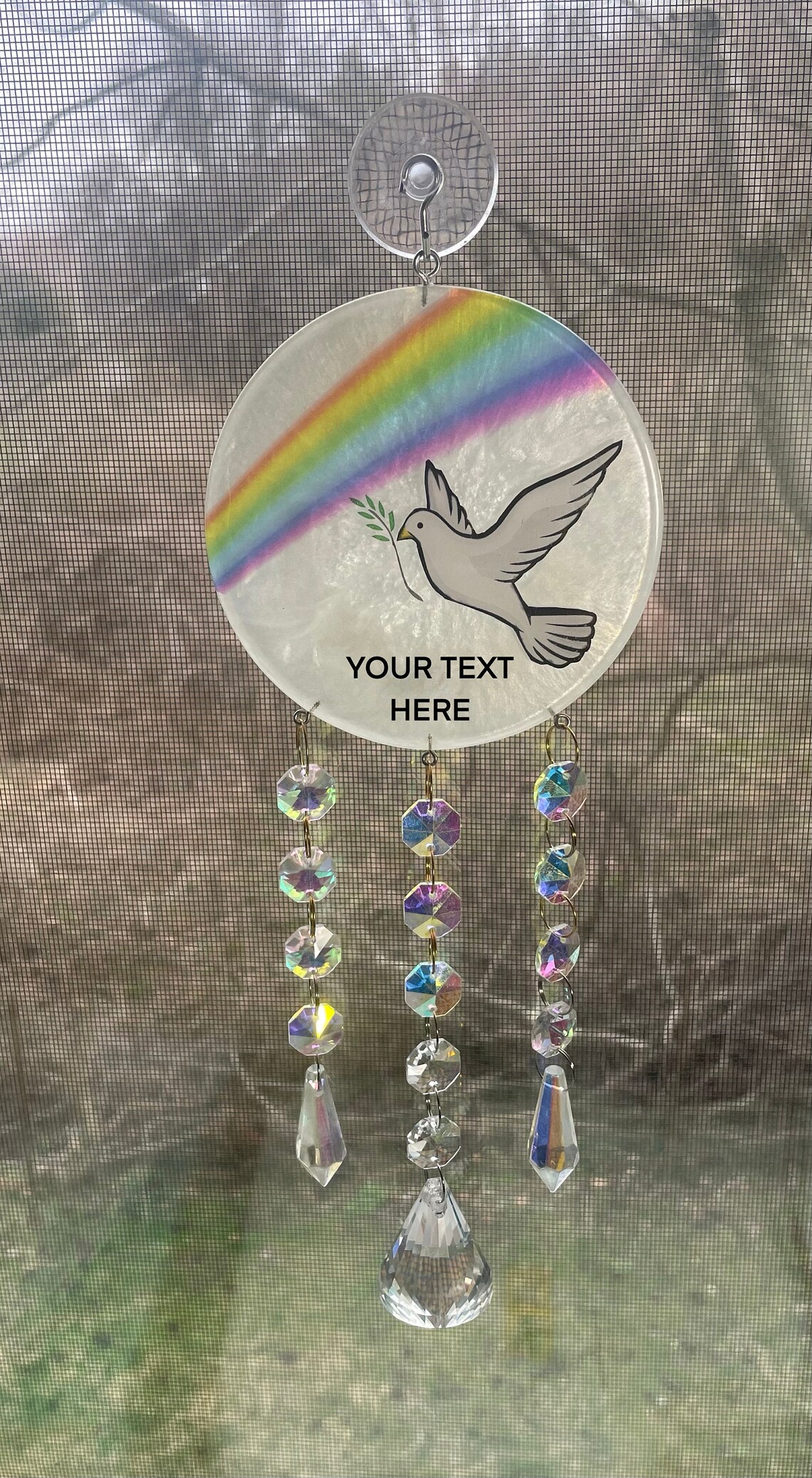 Memorial Suncatcher Dove and Rainbow Spiritual Remembrance | Etsy