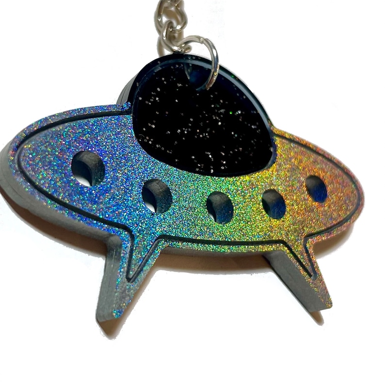 Holographic Alien Spaceship Keychain New Driver Car Gift - Etsy