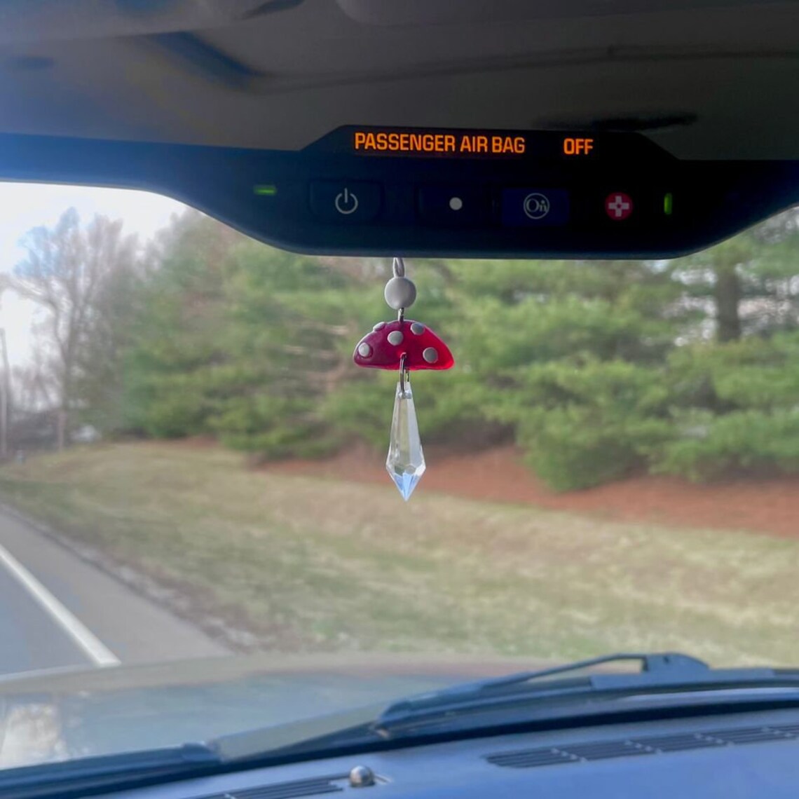 Mini Mushroom Car Charm, Crystal Suncatcher, Auto Rearview Mirror ...