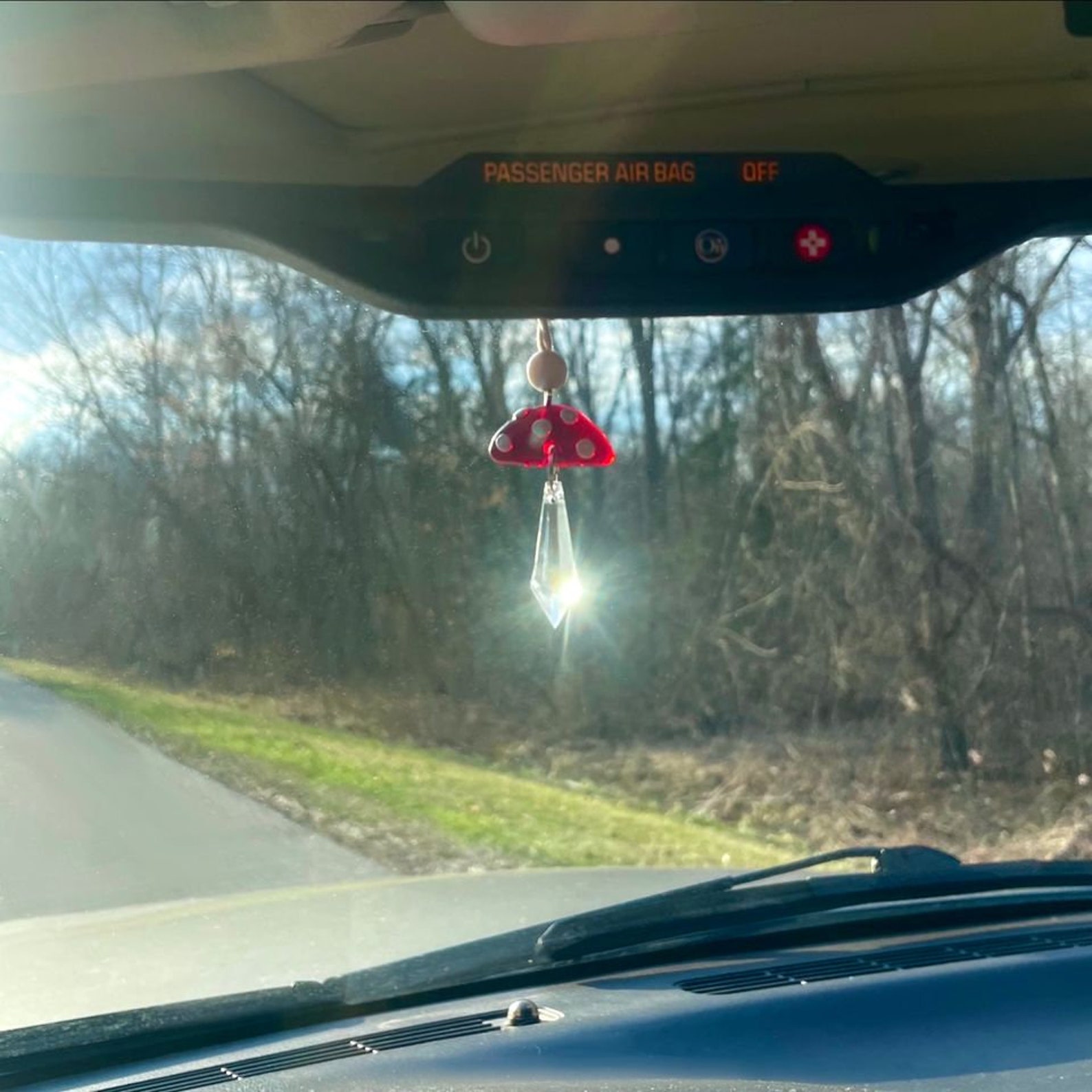 Mini Mushroom Car Charm, Crystal Suncatcher, Auto Rearview Mirror ...