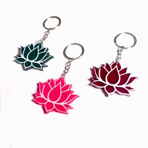 Pink Lotus Blossom Flower Keychain, Cute BOHO Purse Charms for Women ...