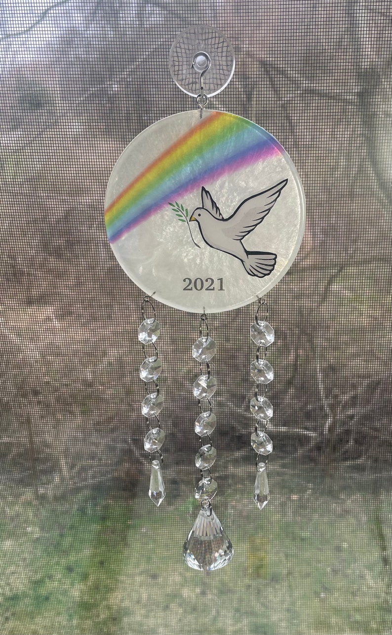 Memorial Suncatcher Dove and Rainbow Spiritual Remembrance | Etsy