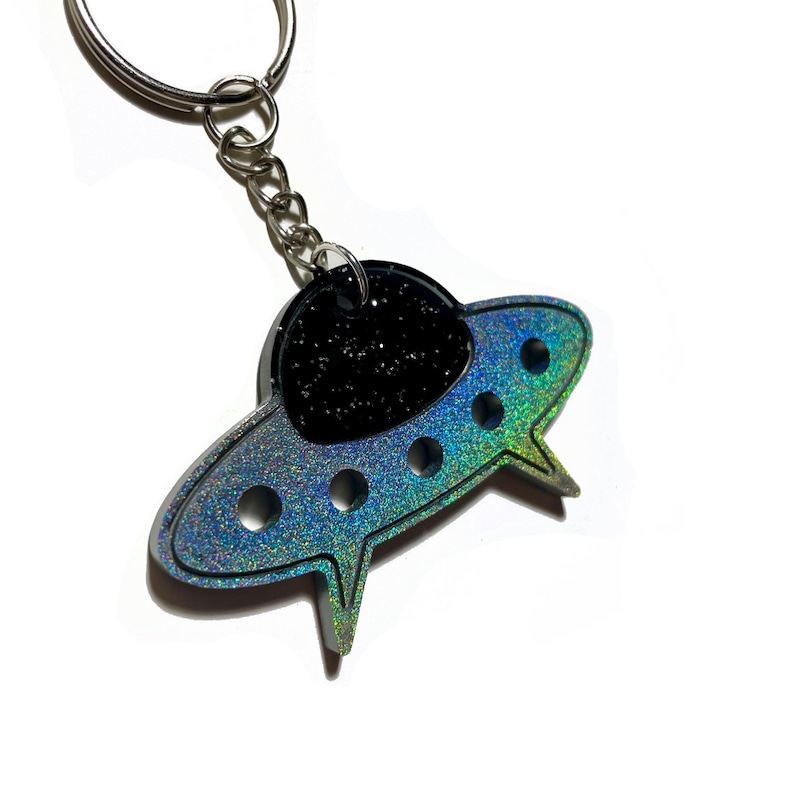 Holographic Alien Spaceship Keychain New Driver Car Gift - Etsy