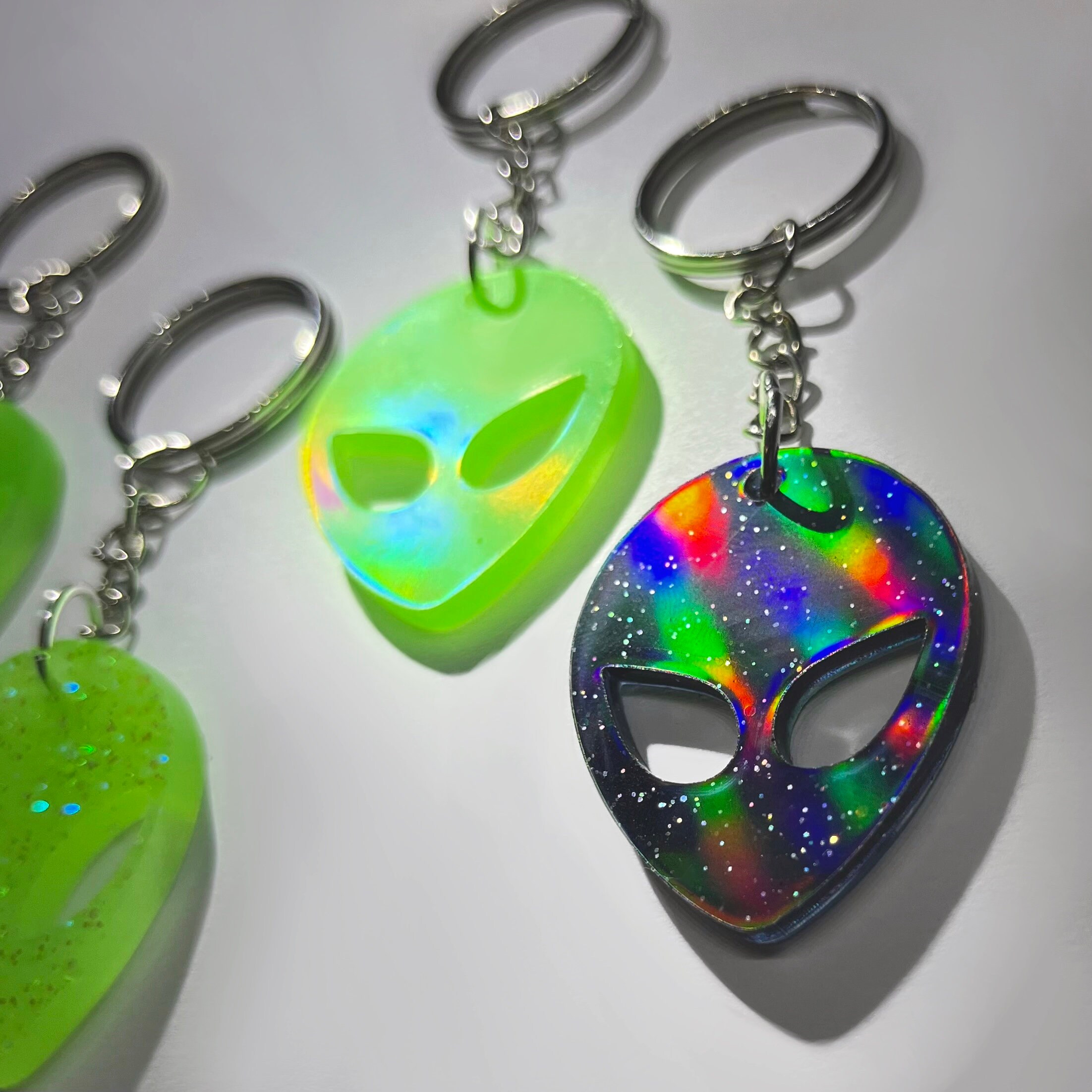 Glow in the Dark Alien Keychain Black Light Reactive Key - Etsy