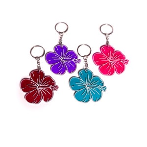 Hibiscus Hawaiian Flower Keychain, Womens Wallet Purse Charm, Cute ...
