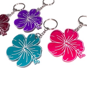 Hibiscus Hawaiian Flower Keychain, Womens Wallet Purse Charm, Cute ...