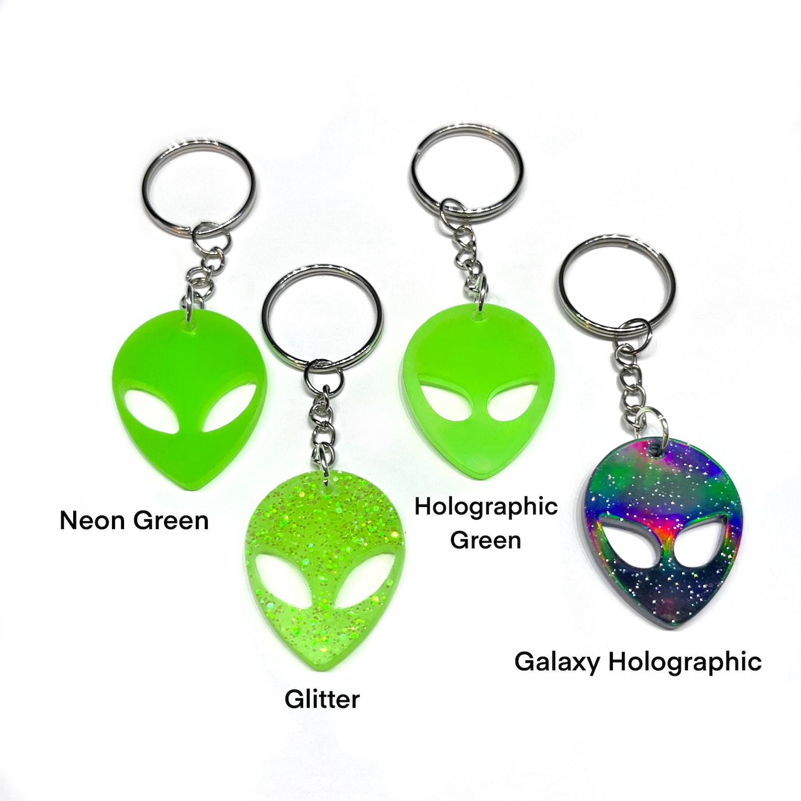 Glow in the Dark Alien Keychain, Black Light Reactive Key Ring, New ...