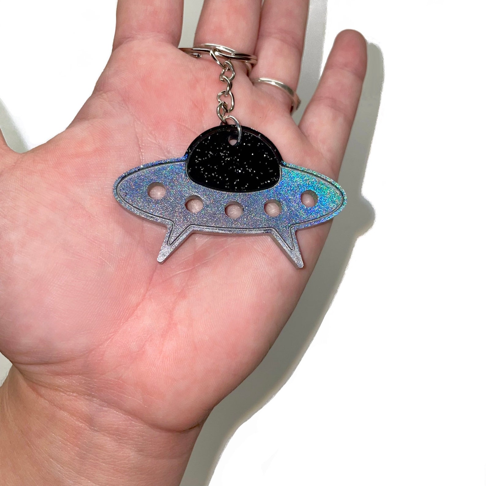 Holographic Alien Spaceship Keychain New Driver Car Gift - Etsy