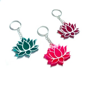 Pink Lotus Blossom Flower Keychain, Cute BOHO Purse Charms for Women ...