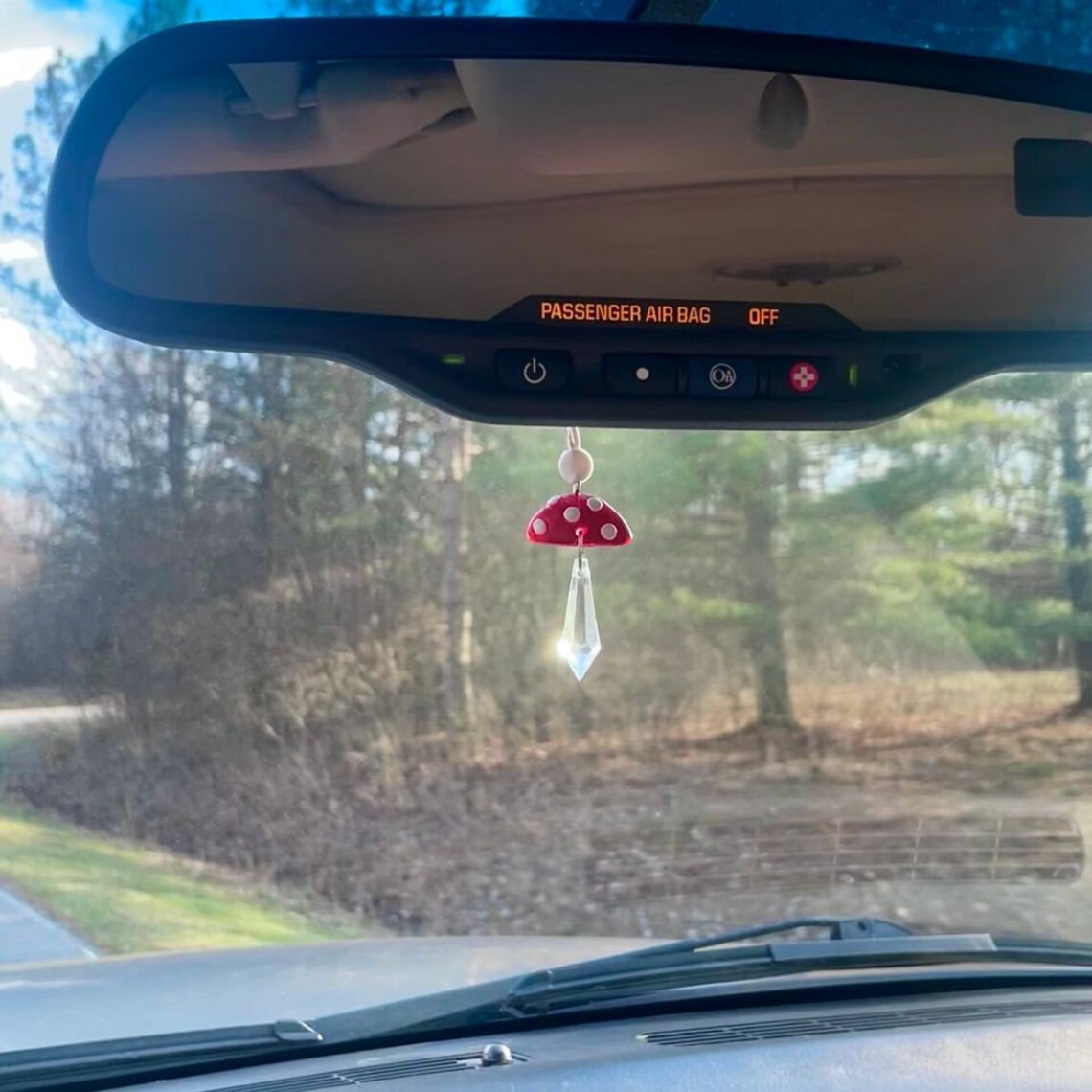 Mini Mushroom Car Charm, Crystal Suncatcher, Auto Rearview Mirror ...