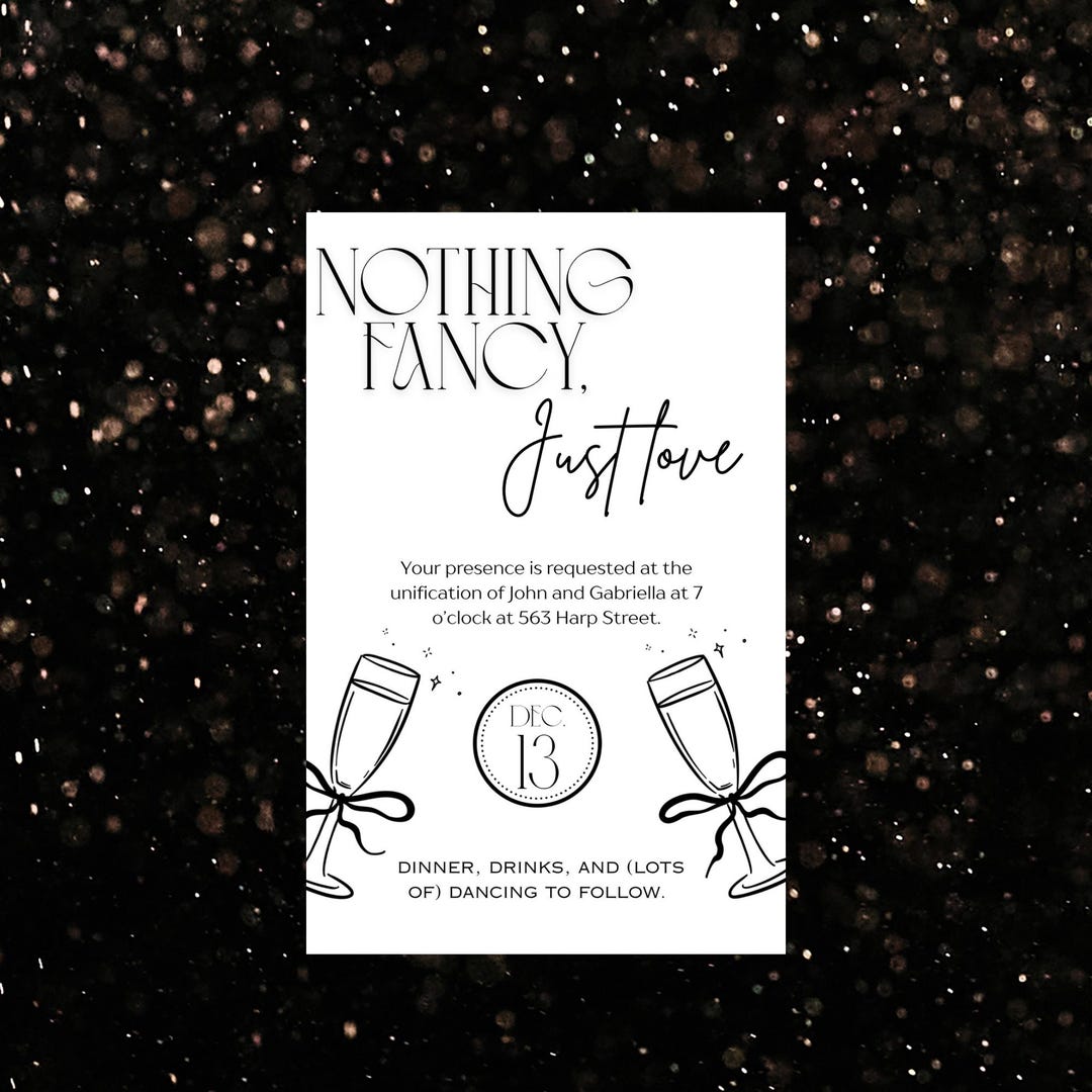 Champagne Wedding Invitation, Simple Wedding Invitation, Party ...