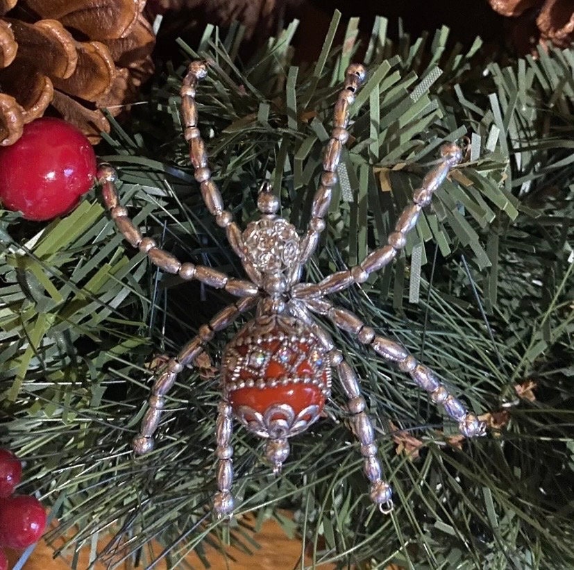 Christmas Spider #15 Red/silver/ Rhinestones Ornament - Etsy