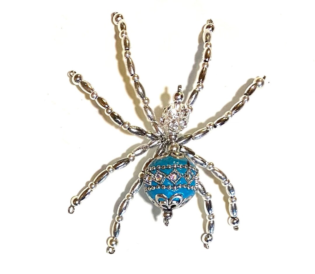 Christmas Spider 5 Turquoise, Silver, Rhinestone - Etsy