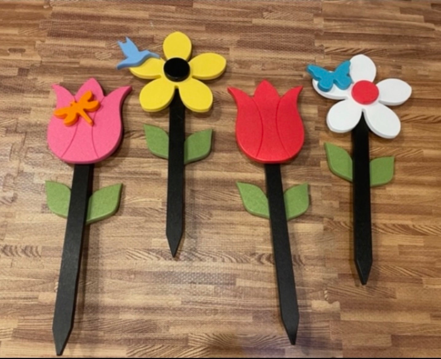 2 Daisy Poly Garden Stake Flowers - Etsy