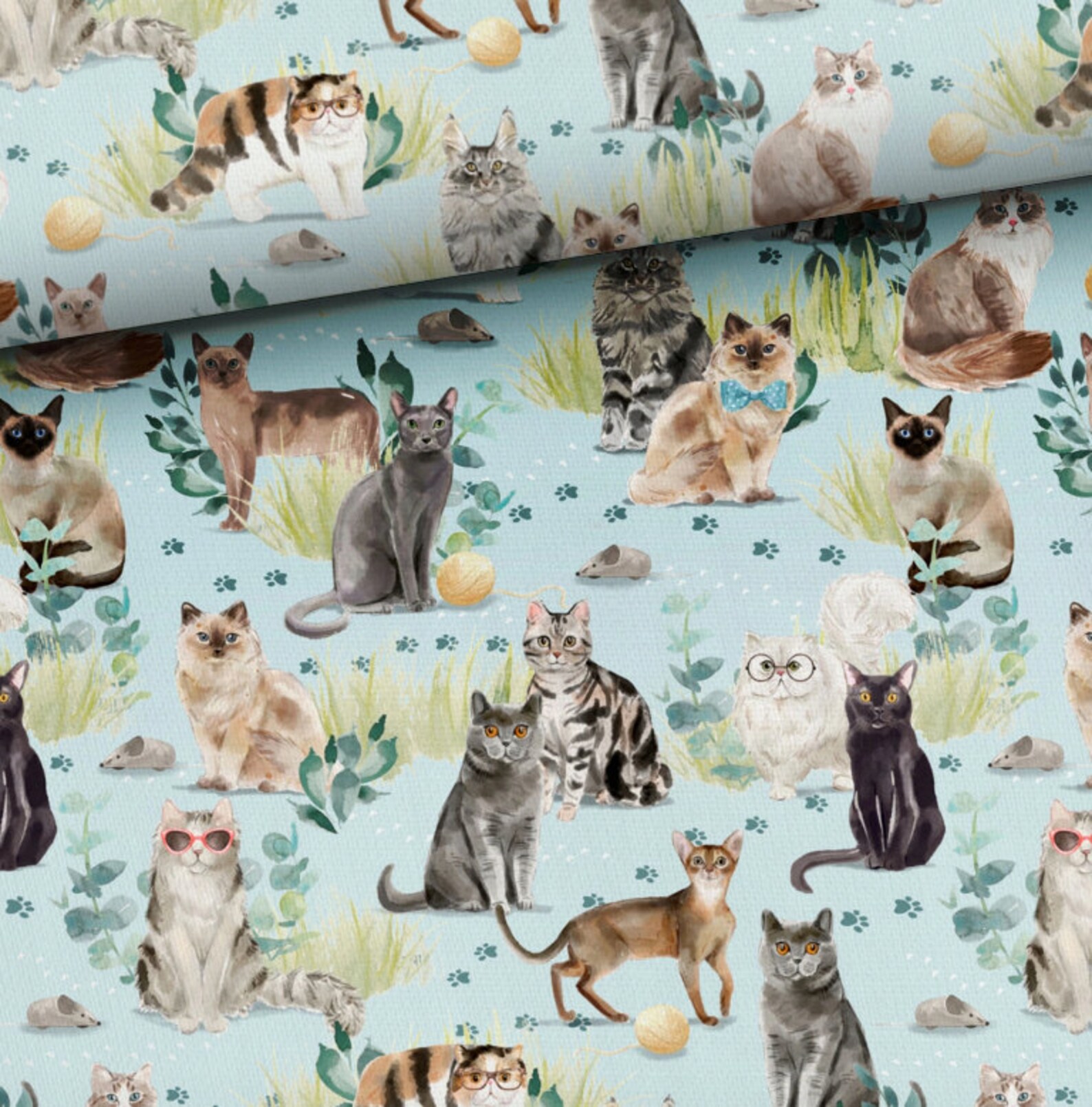 Premium Cotton Cats Digital Print Cotton Width 155cm | Etsy