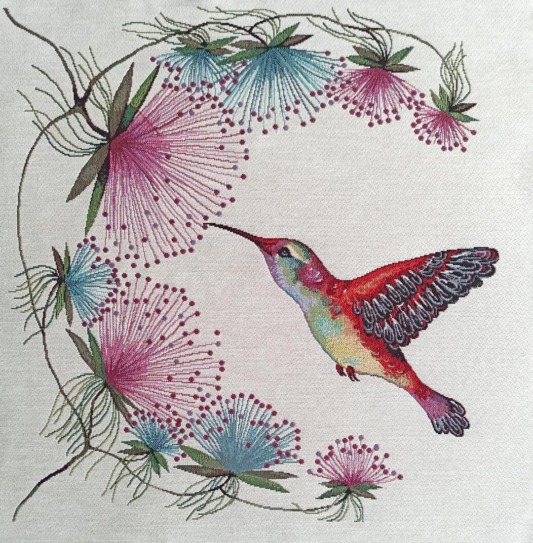 Hummingbird Tapestry Panel: Jacquard Fabric for Pillow, Tote, Wall Art ...