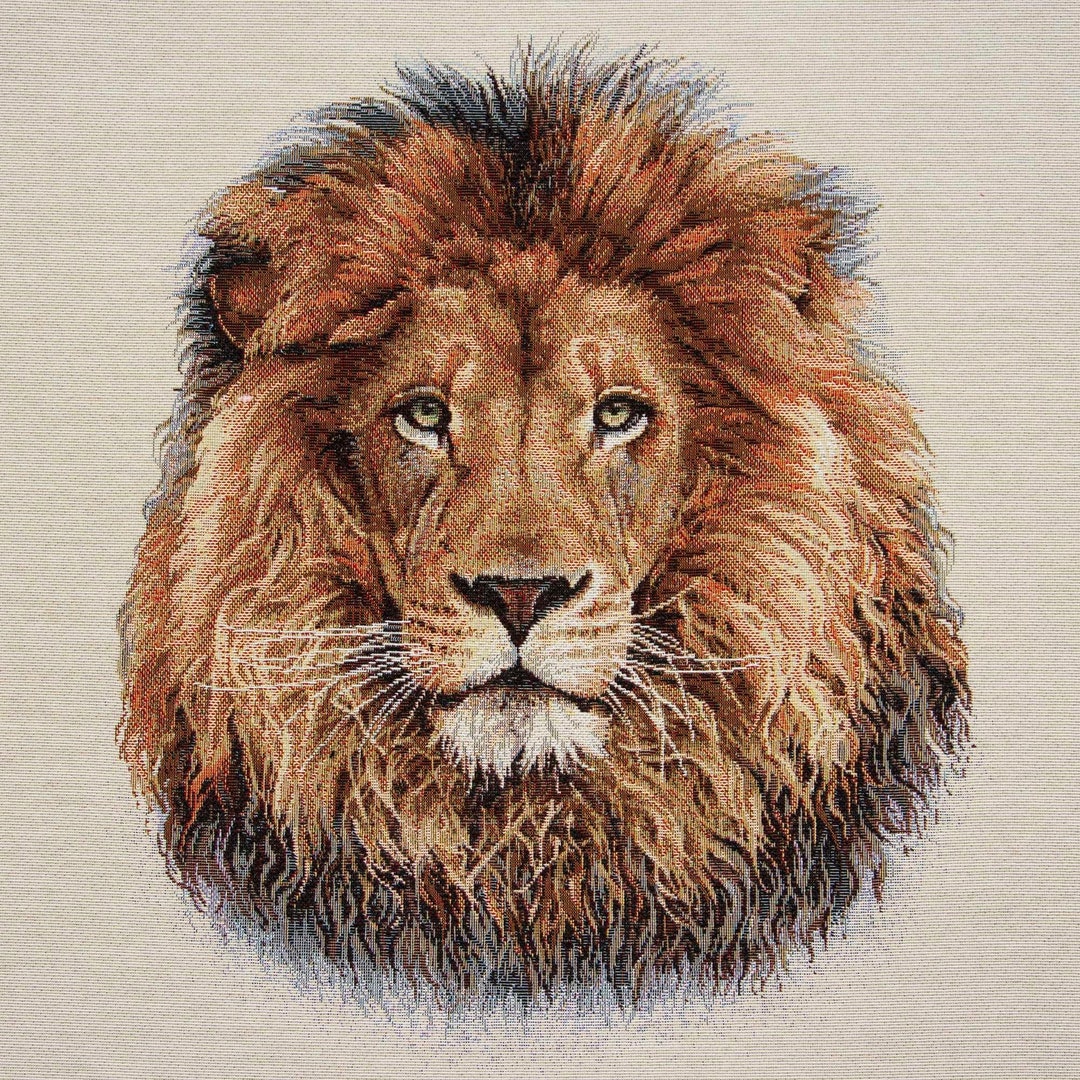 Tapestry Panel, Lion, Pillow Panel, Chair Seat Cover, Tote Bag ...