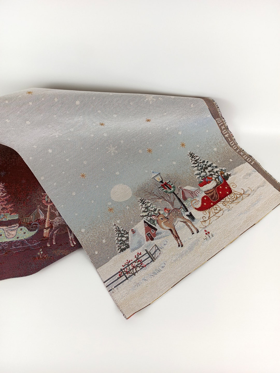 Christmas Tapestry Table Runner Panel, Decorative Runner, Christmas ...