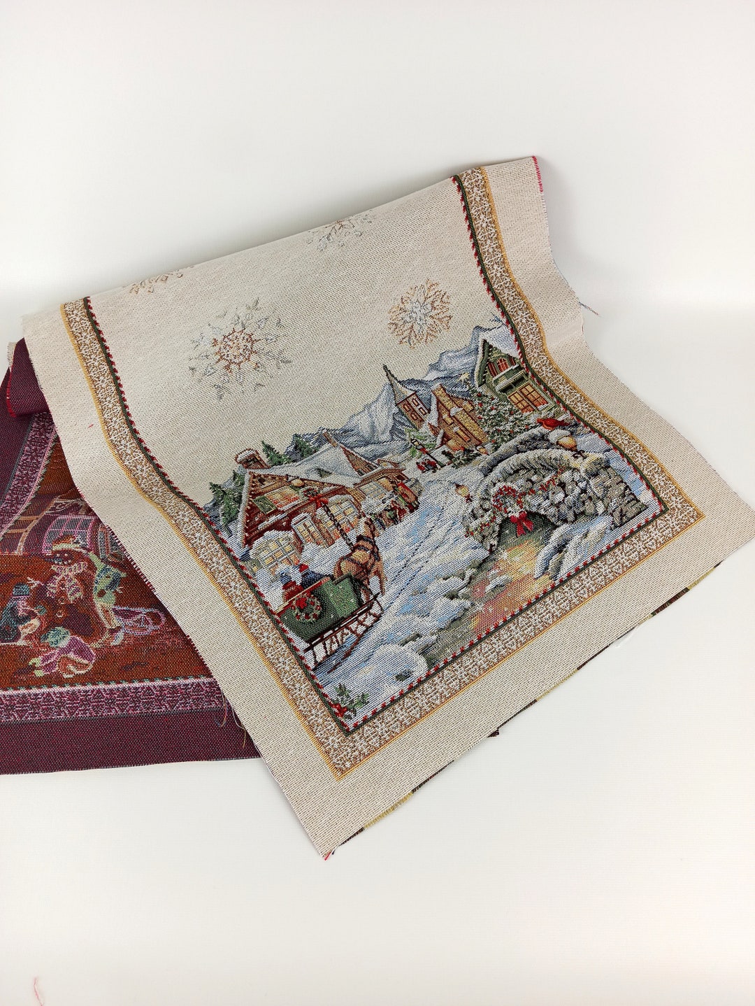 Christmas Tapestry Table Runner Panel Decorative Runner - Etsy UK