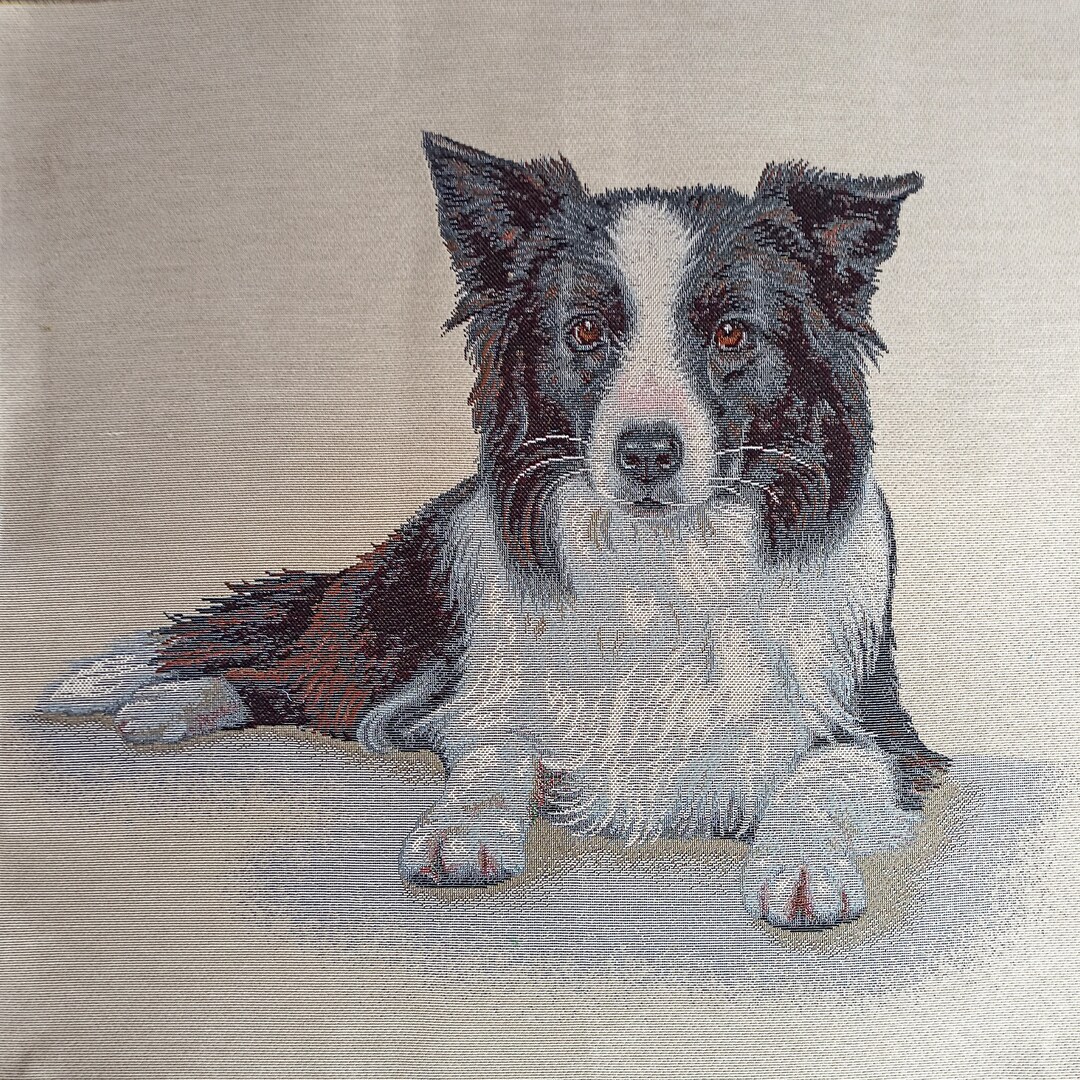 Tapestry Panel, Border Collie, Dog, Pillow Panel, Chair Seat Cover ...