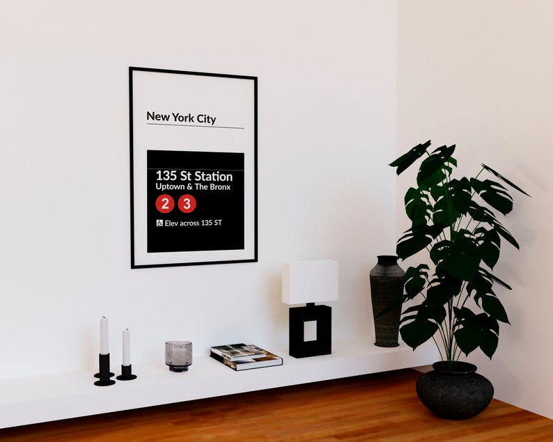 New York Subway Sign Poster Print | NYC Metro Wall Art | 135 St Station ...