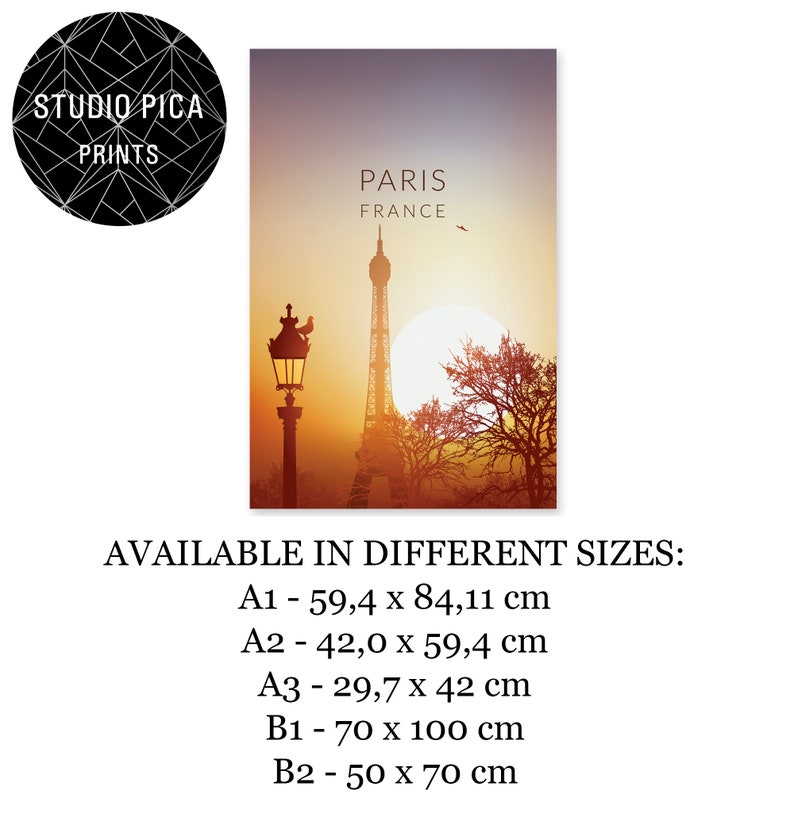 Paris France Poster | Eiffel Tower Wall Art | Paris Travel Print ...
