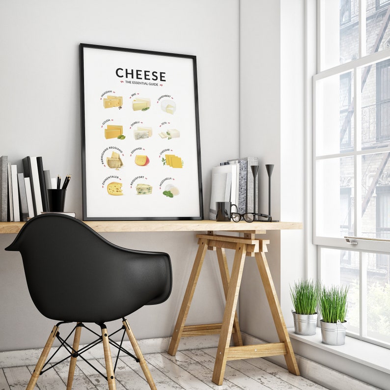 Cheese Guide Poster | Cheese Chart Kitchen Wall Art | Cheese Types ...