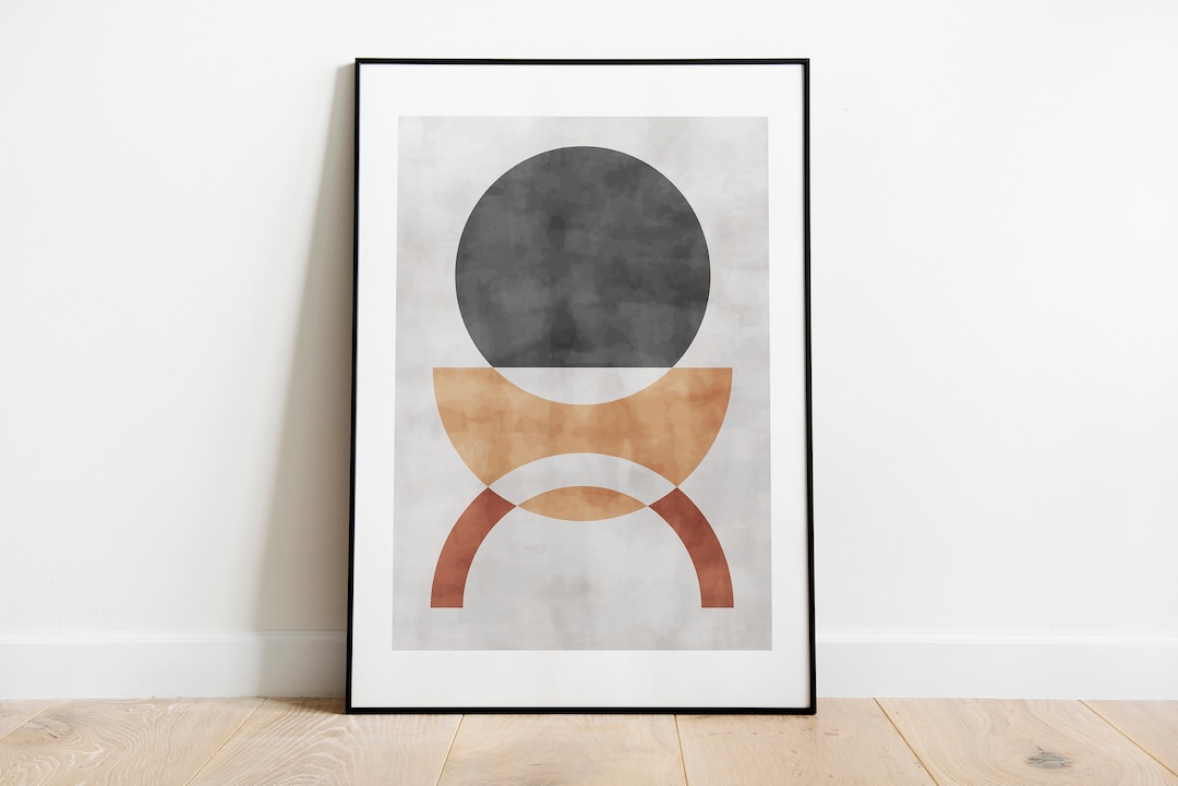 Retro Poster Geometric Shapes Circles, Aquarel Art - Etsy