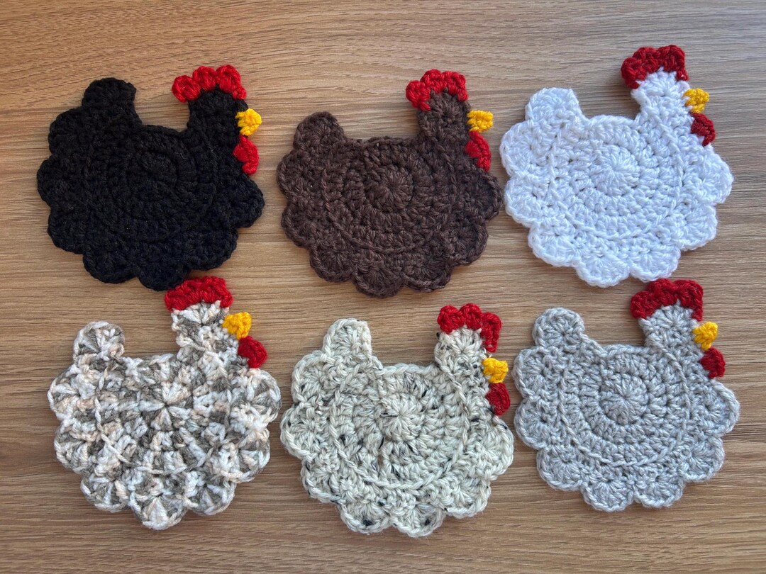 Crocheted Chicken Coasters, Made to Order, Coffee Table Decoration ...