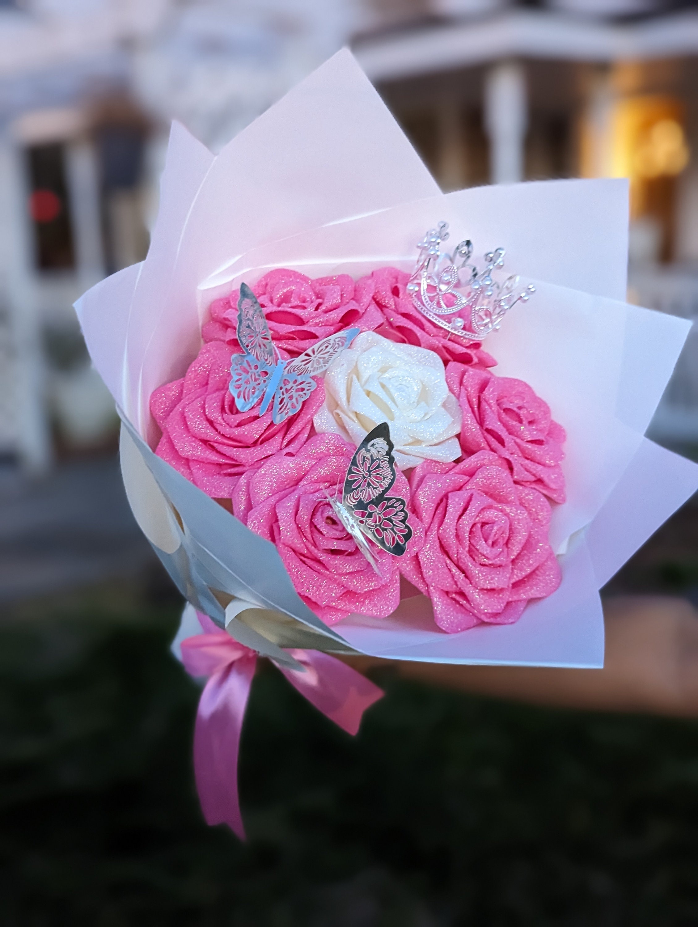 Eternal Glitter Roses Bouquet - Etsy