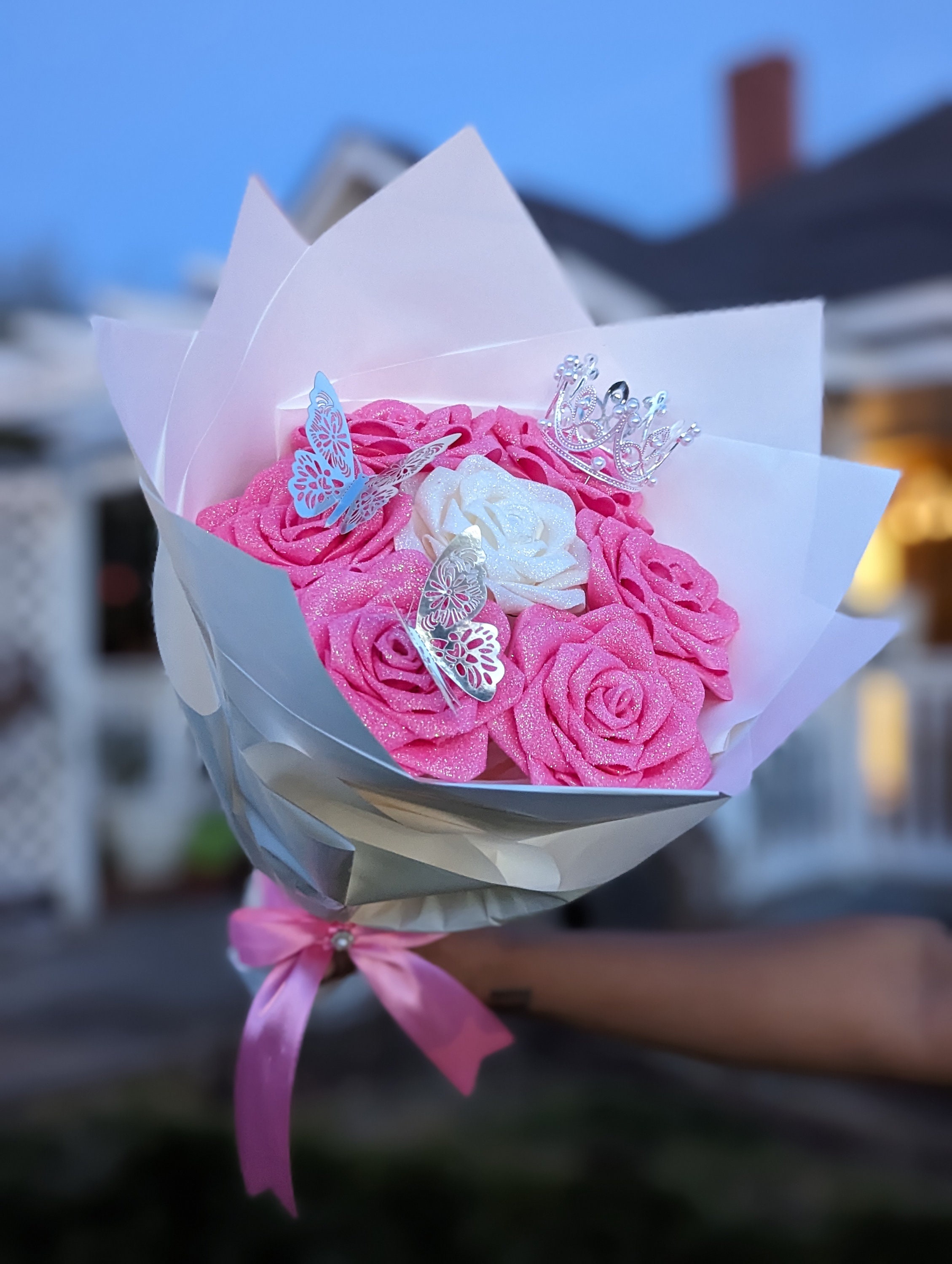 Eternal Glitter Roses Bouquet - Etsy