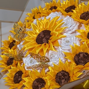 Sunflower & Rose Everlasting Bouquet(ribbon Flowers) - Etsy