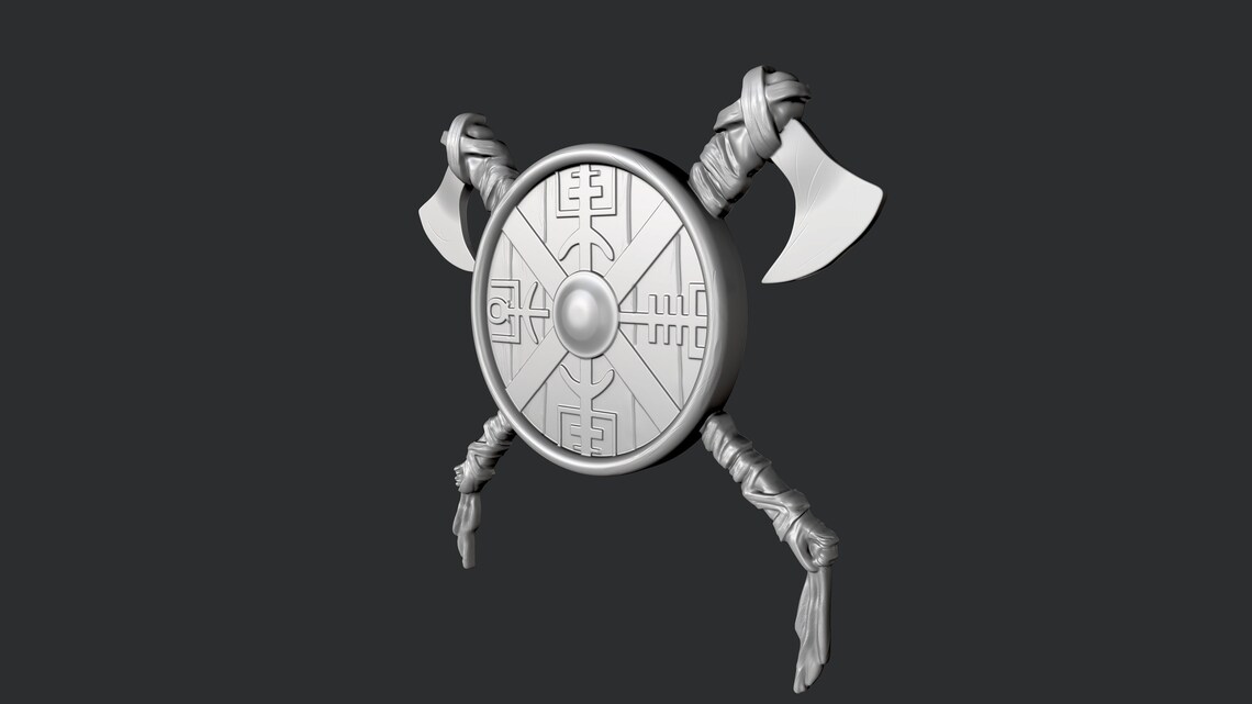 STL Models for 3D Printing and CNC Viking Shield and Axes - Etsy