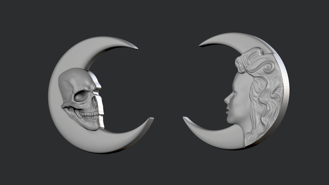 STL Models for 3D Printing and CNC Moon Girl and Skull - Etsy Australia