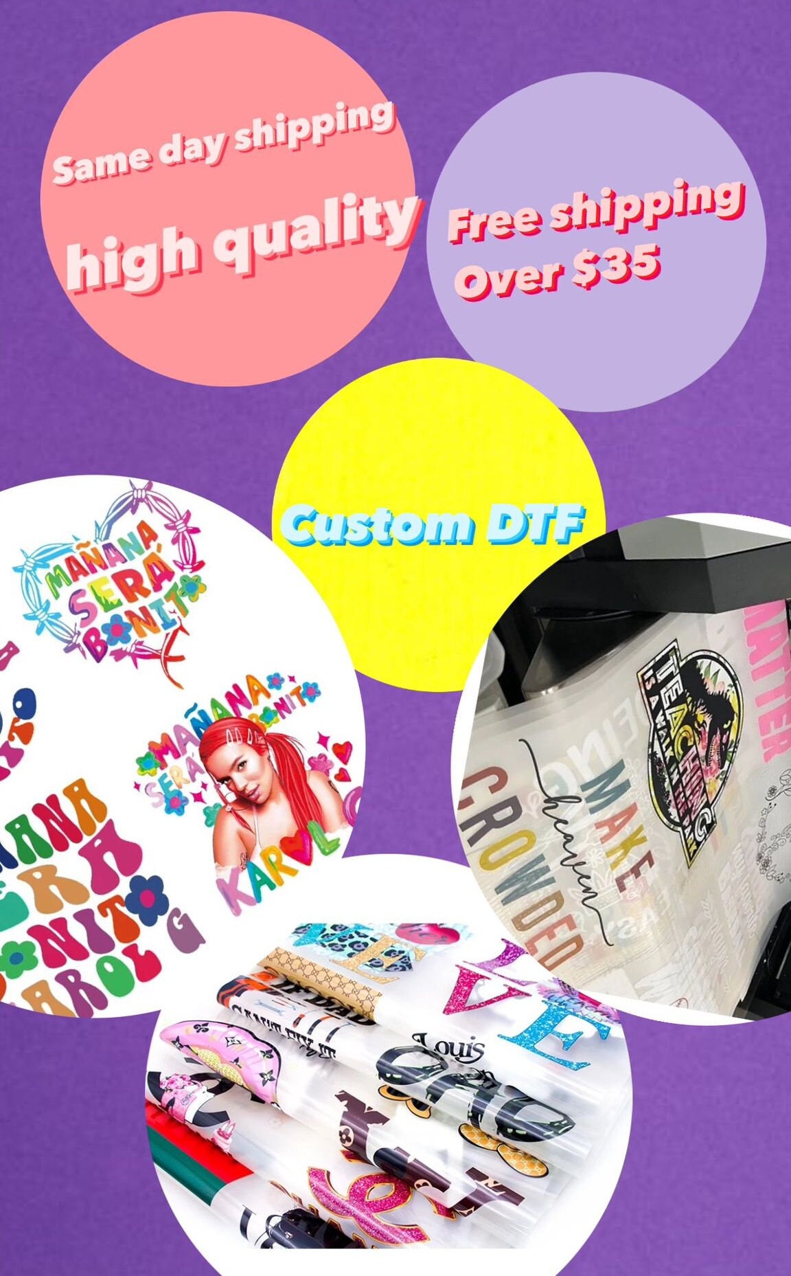 Custom DTF Gang Sheet, DTF Transfers Ready for Press-ready to Apply, Express DTF, Direct to Film ...