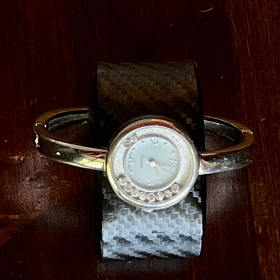 White Dial Floating Crystal Bezel Round Silver Tone C… - Gem