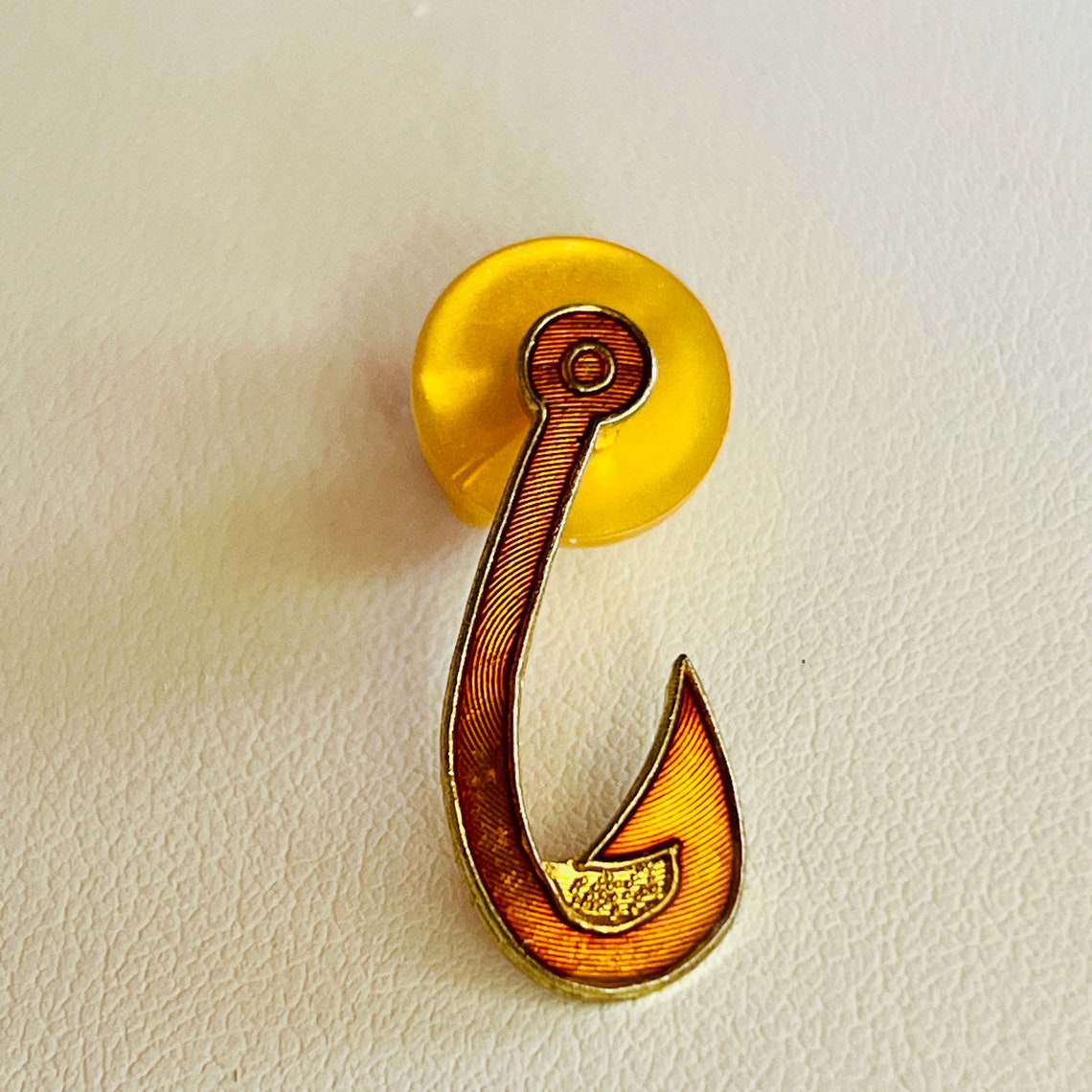 Vintage Enamel Fish Hook Pin - Etsy