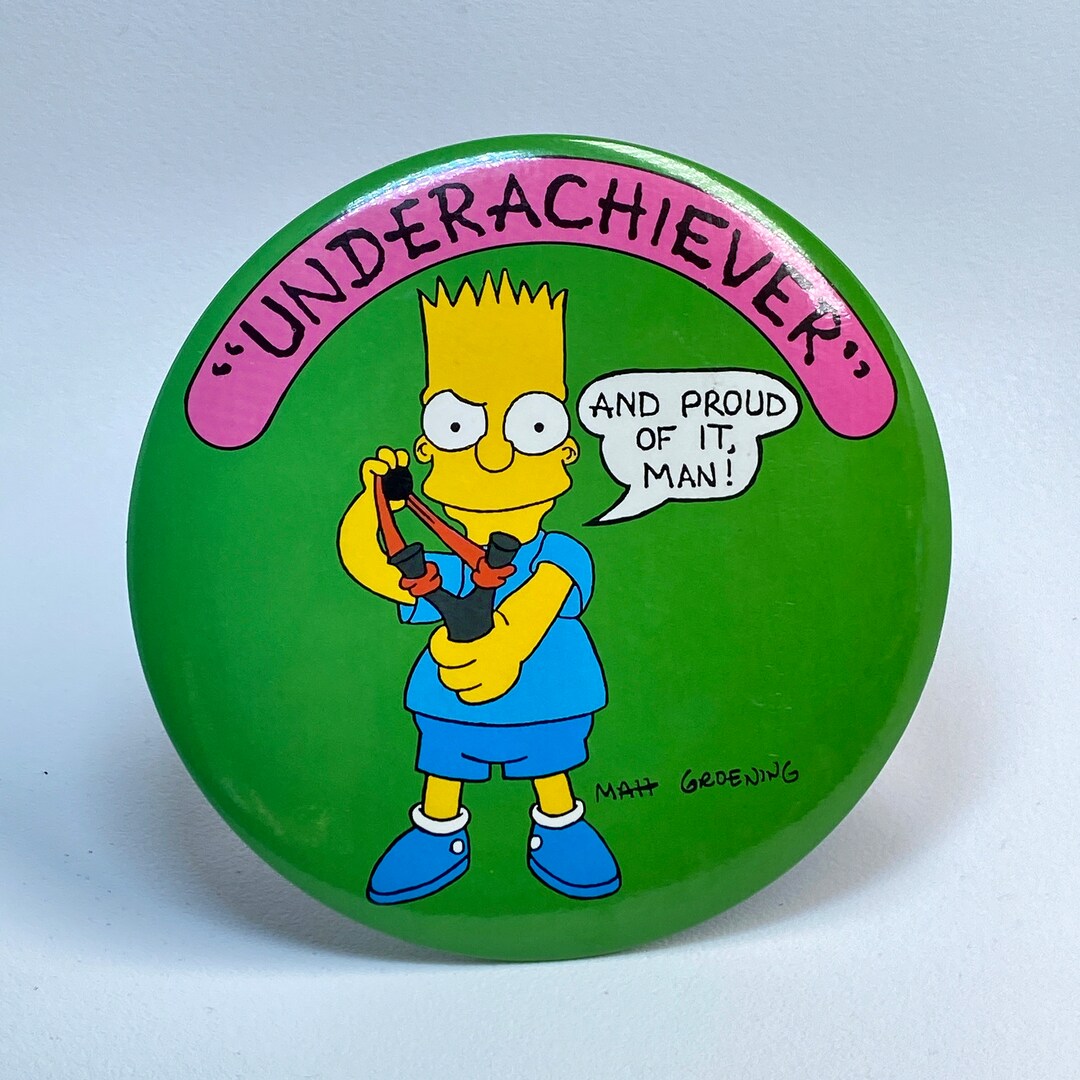 BART Simpson Giant BUTTON Unused 1990 Vintage the Simpsons TV Cartoon 6 ...