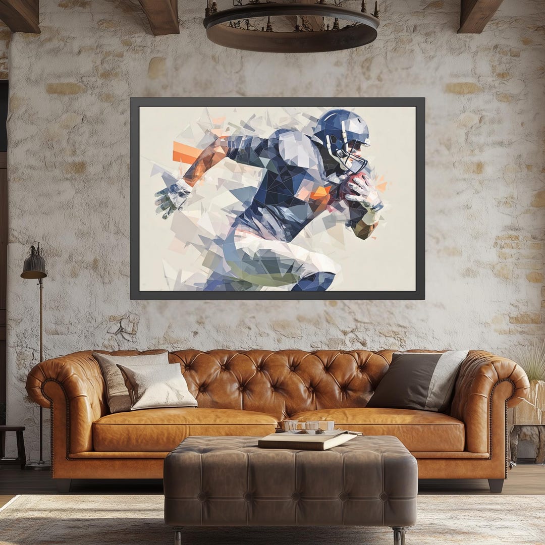 Modern Cubism Football Wall Art Print | Abstract Sports Canvas ...