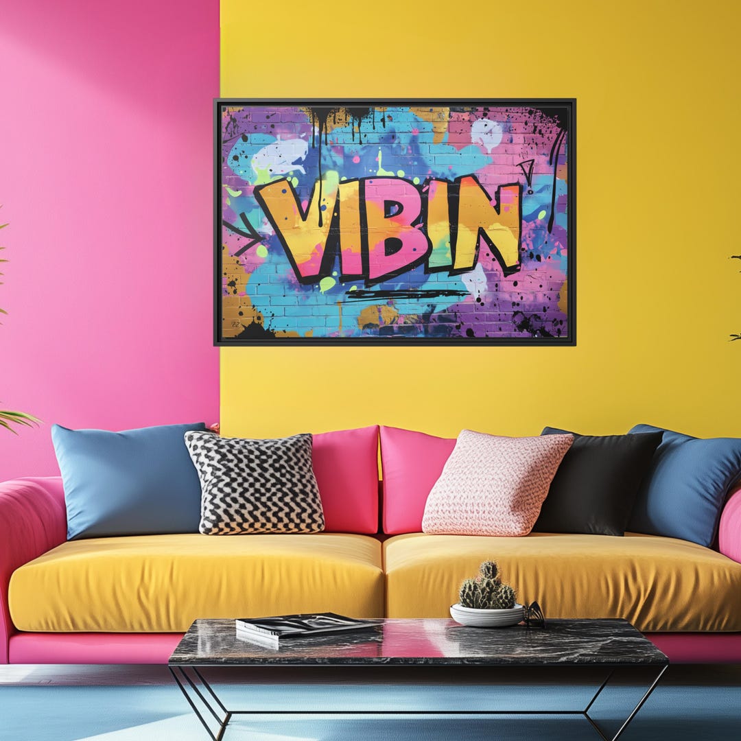 Vibin Graffiti Pop Art Canvas: Retro 80s-90s Street Decor - Etsy