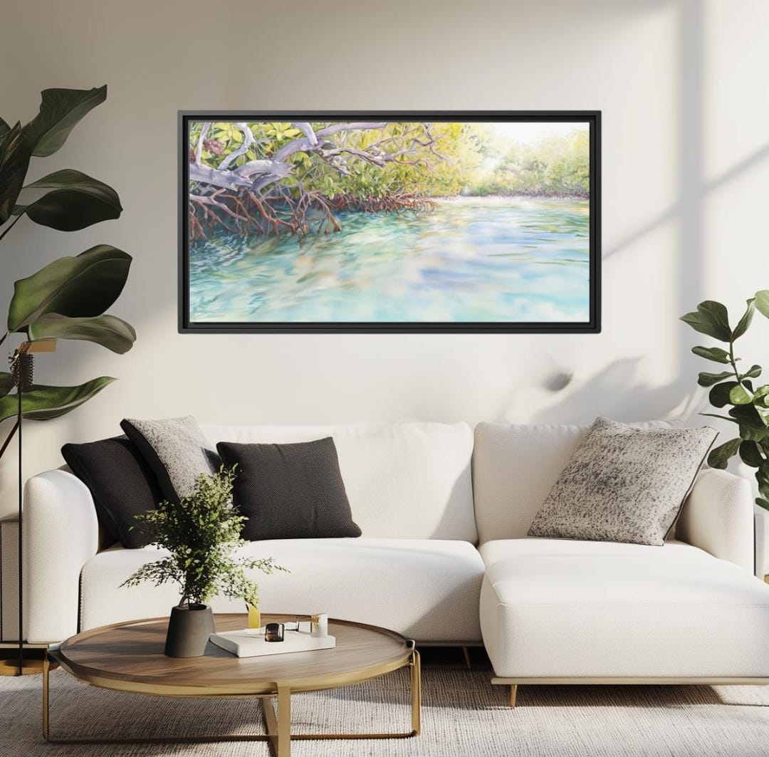 Red Mangrove Grove Watercolor Canvas Print: Tranquil Coastal Wall Art ...