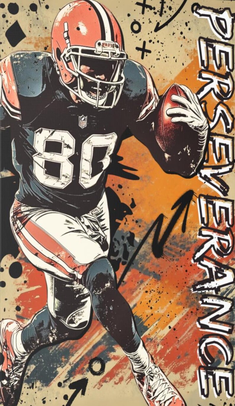 Football Pop Art Canvas: Perseverance, Modern Sports Wall Decor - Etsy