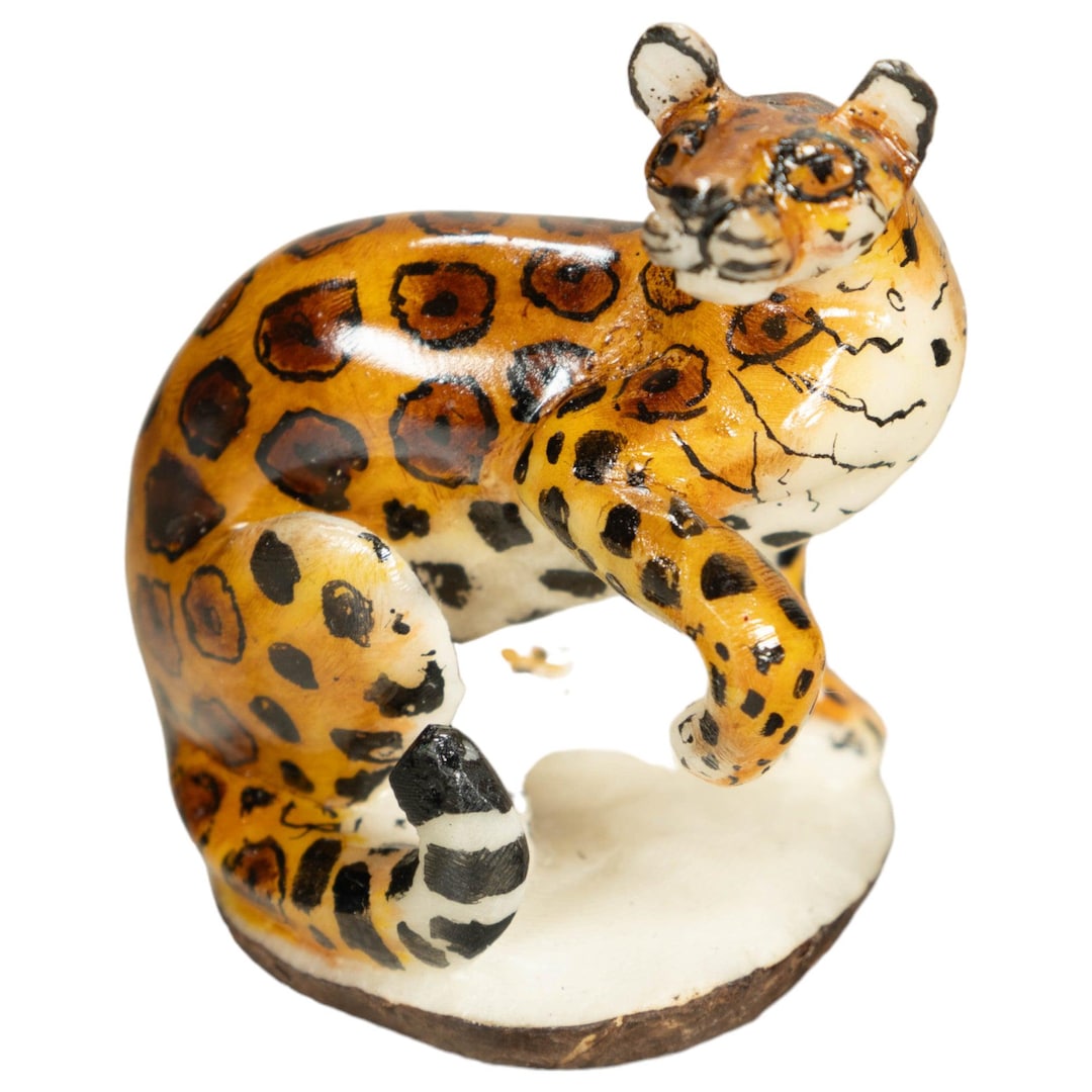 Jaguar Cat Tagua Nut Carving Hand-carved Tagua Nut Animal Sculpture ...