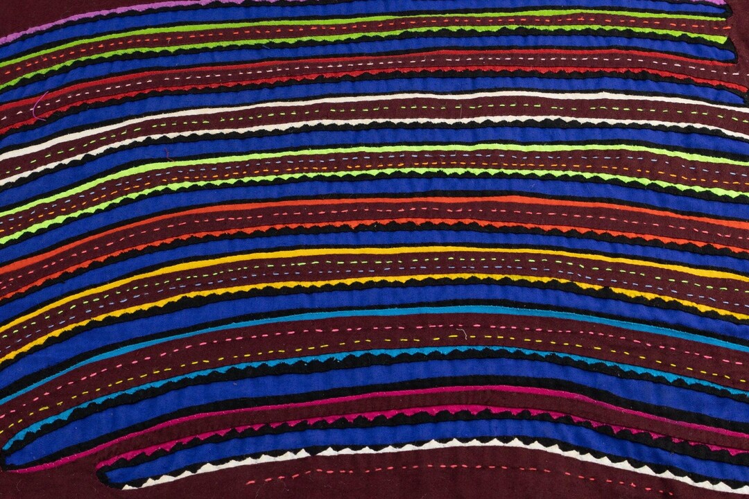 Rainbow Panama Mola Textile Wall Art • Stitched Indigenous Guna Design ...