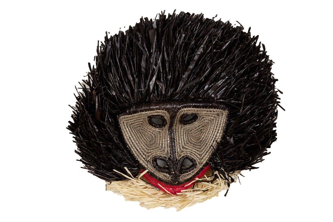 Black Snub-nosed Monkey Mask, Embera Tribal Wall Art, Handwoven Natural ...