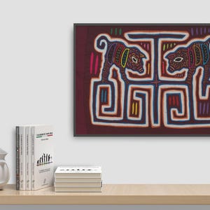 Maroon Little Pig Mola, Geometric Textile, Handmade Quilt, Indigenous ...