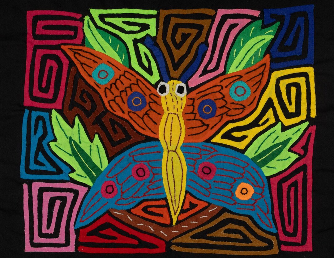 Panama Mola Morpho Butterfly Handmade Kuna Textile Entomology Panel ...