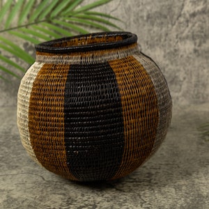 Black Gray Brown and White Stripe Rainforest Basket - Etsy