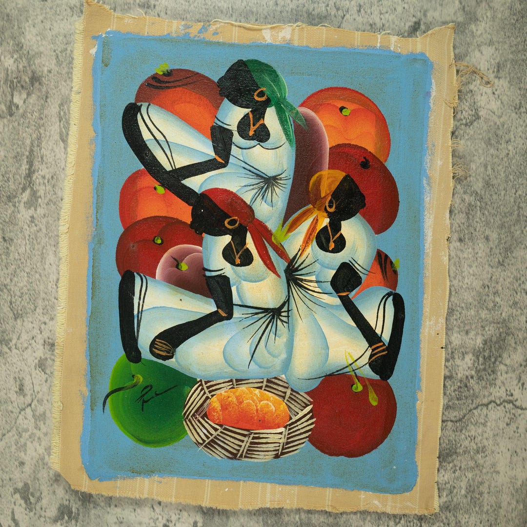 Haitian Painting Citrus Serenade – Vibrant Fruit Market Art – Afro ...