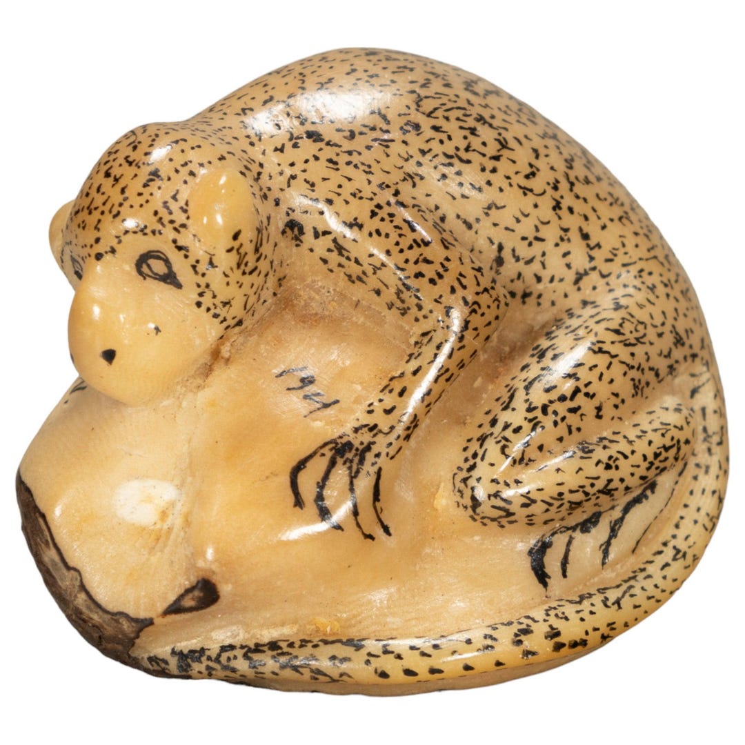Rainforest Monkey Tagua Nut Carving, Handcrafted Palm Ivory Sculpture ...